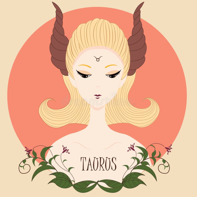 Zodiac girl Taurus stock vector. Illustration of taurus - 61180035