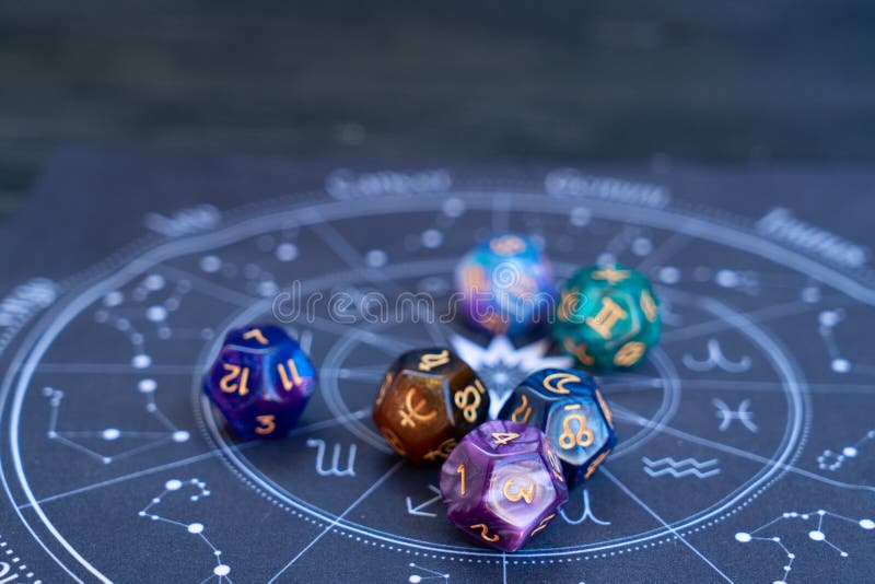 Zodiac Horoscope with Divination Dice Stock Image - Image of astrology ...