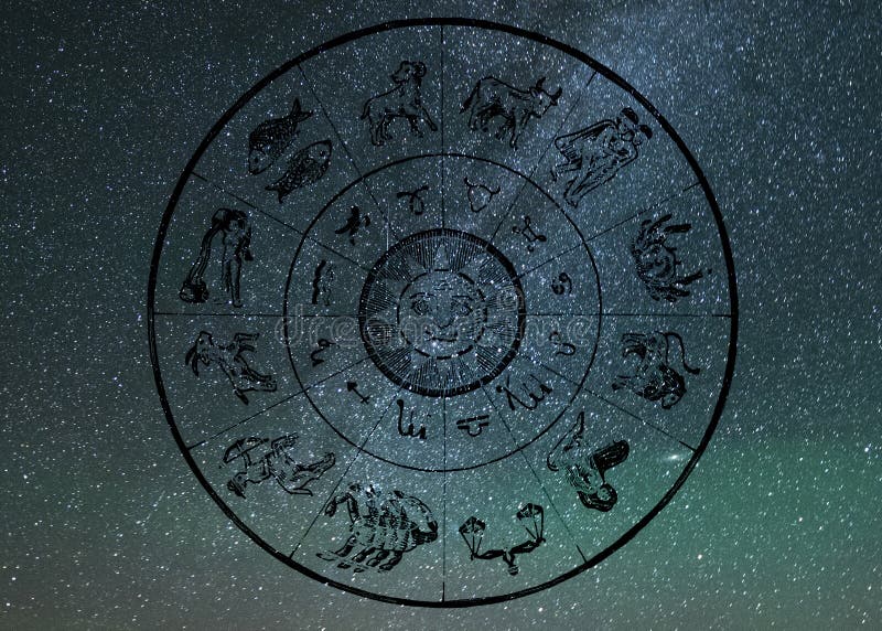 Zodiac Horoscope in the Middle of the Sky Stock Image - Image of stars ...