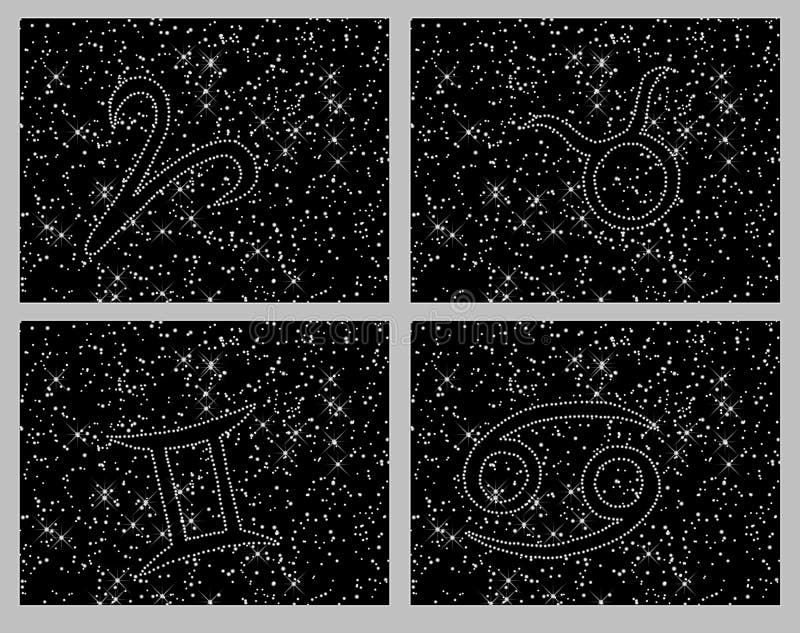 Zodiac Horoscope Symbols Collage Stock Illustration - Illustration of ...