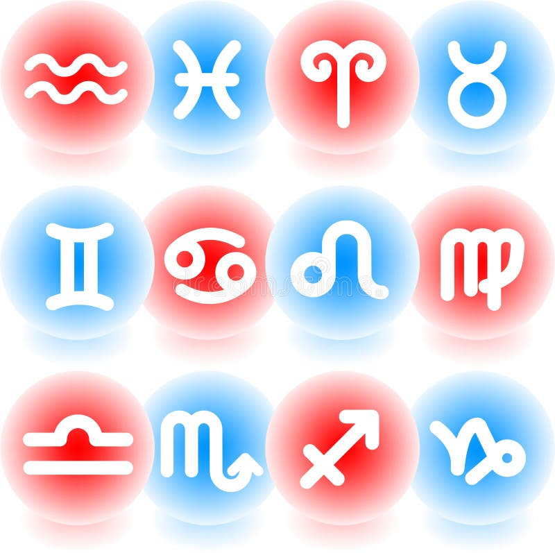 Red Zodiac Symbols Decorated Zodiac Constellations Stock Vector ...