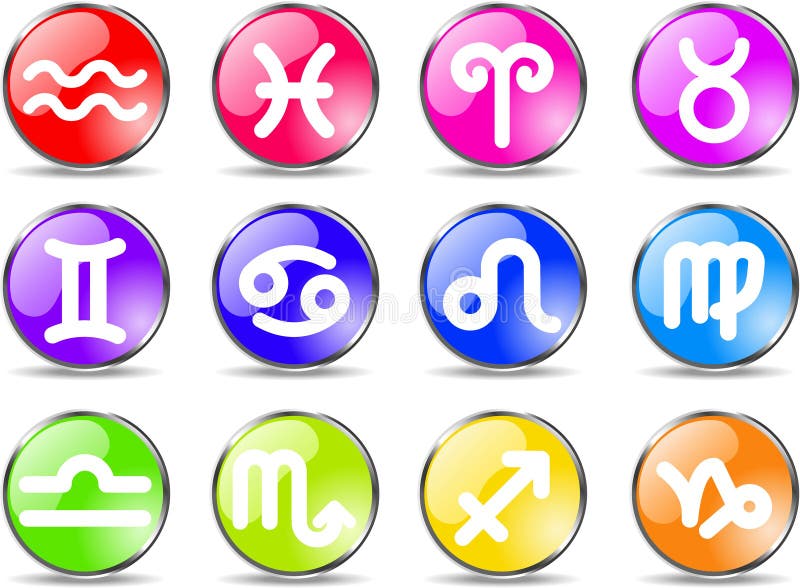 Zodiac Horoscope Signs Icons Stock Vector - Illustration of color ...