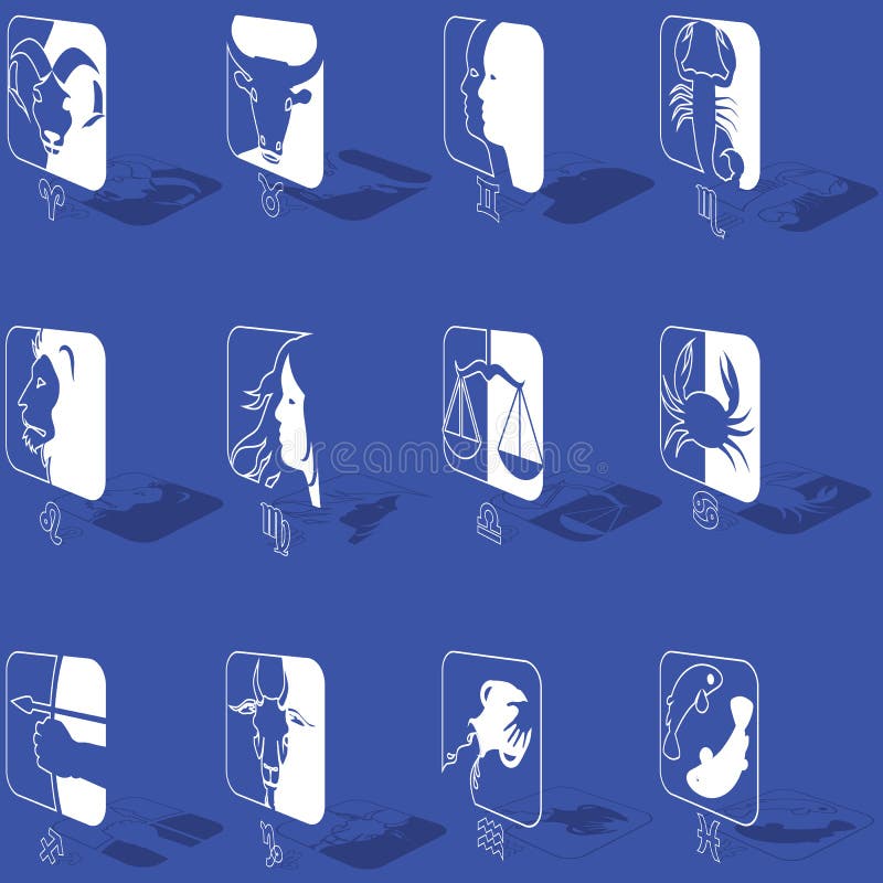 Zodiac Icons is Placed on Its Side. Stock Vector - Illustration of ...