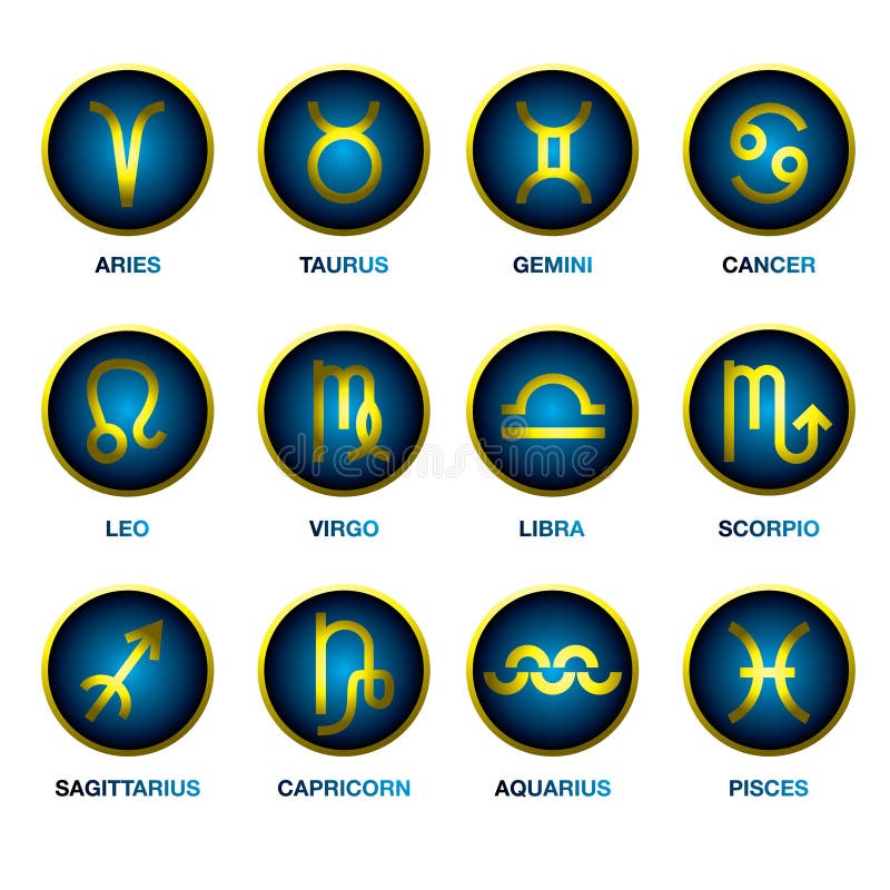 Gold zodiac icon set stock vector. Illustration of scorpio - 4572747