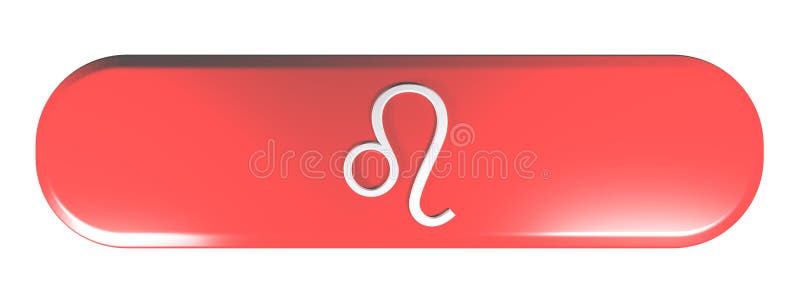 ZODIAC LEO ICON Red Rounded Rectangle Push Button - 3D Rendering ...