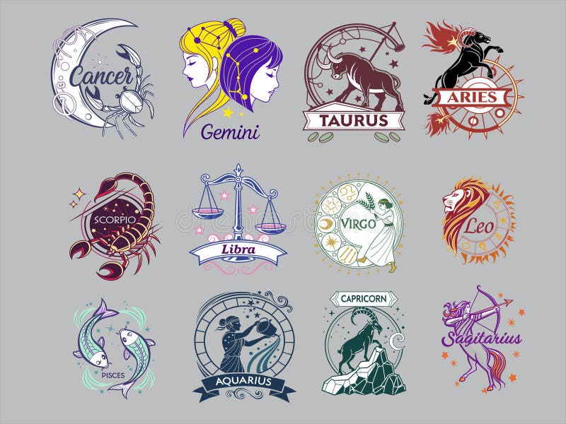 Zodiac Logo Illustration stock illustration. Illustration of horoscope ...