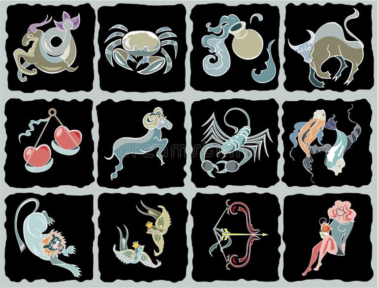 Zodiac set stock vector. Illustration of libra, fish - 17338330