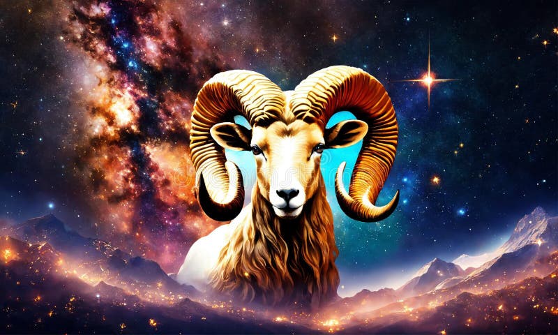 Zodiac Sign Aries on a Background of Stars. Selective Focus Stock Photo ...