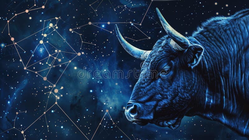 Zodiac Sign in the Sign of the Bull with a Starry Sky Stock ...