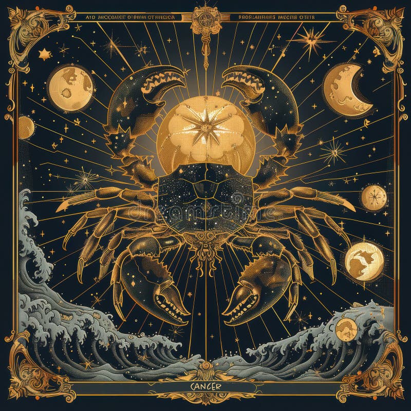 Zodiac Sign Cancer with Celestial Crab and Cosmic Elements in Astrology ...