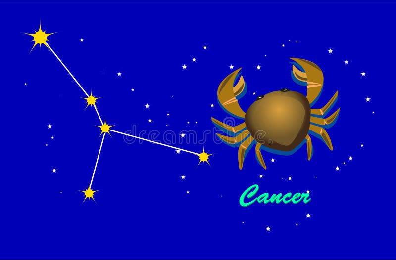 Zodiac Sign Of The Cancer And Constellation Stock Illustration