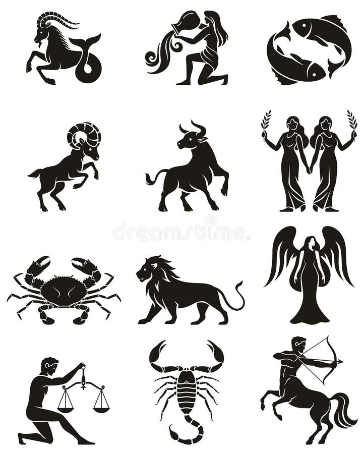 Zodiac Sign Icons. Vector Illustrations Stock Vector - Illustration of ...