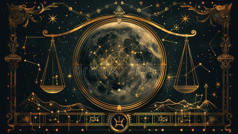 The Zodiac Sign is Libra. Astrology Stock Image - Image of ...