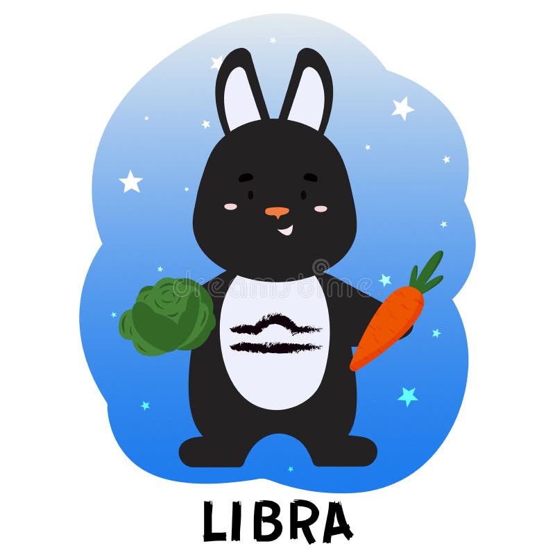 Zodiac Sign Libra. Black Rabbit Vector Illustration Stock Vector ...