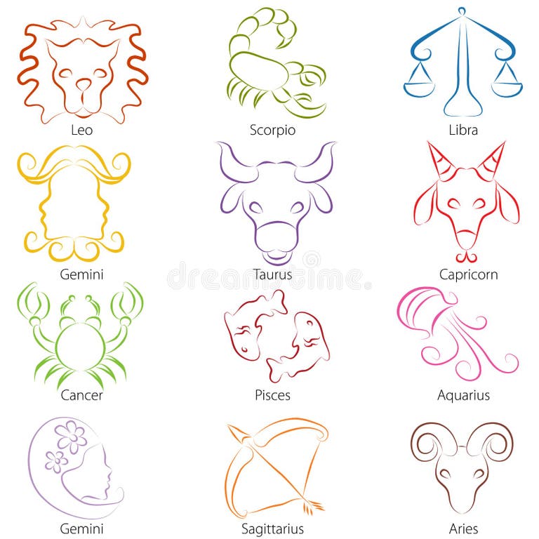 Zodiac Sign Line Art stock vector. Illustration of logo - 23483478