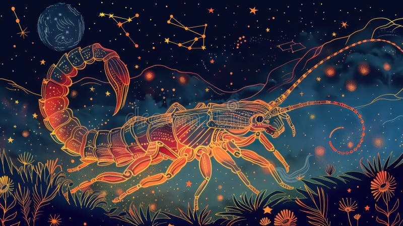 The Zodiac Sign is Scorpio on an Abstract Background. the Design of the ...