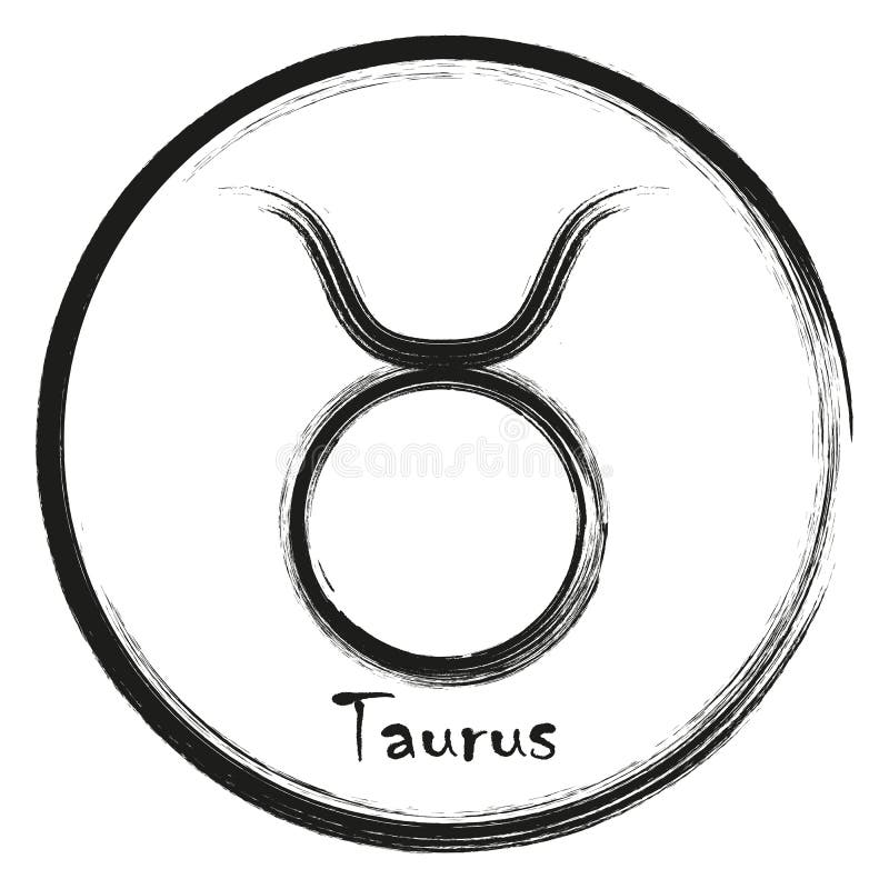 Zodiac Sign Taurus. Brush Hand Drawn. Circle Taurus Zodiac Sign, Hand ...