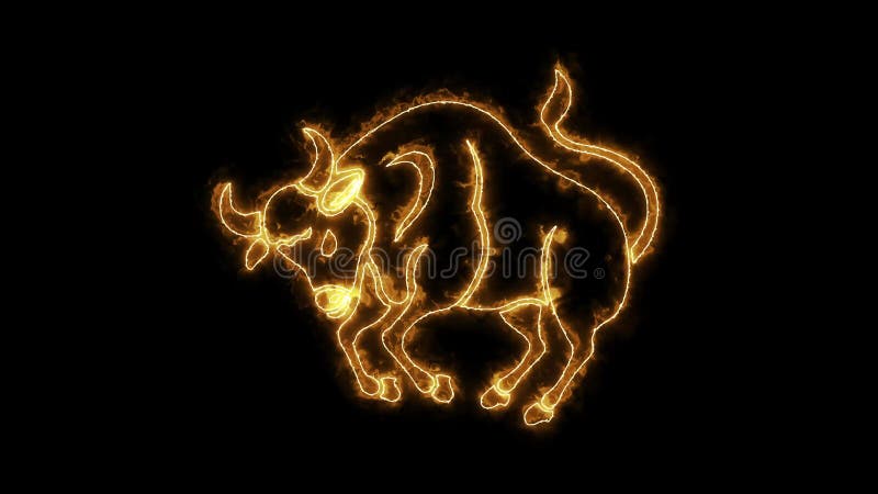 Zodiac Sign Taurus on Fire. Animation on a Black Background Stock Video ...