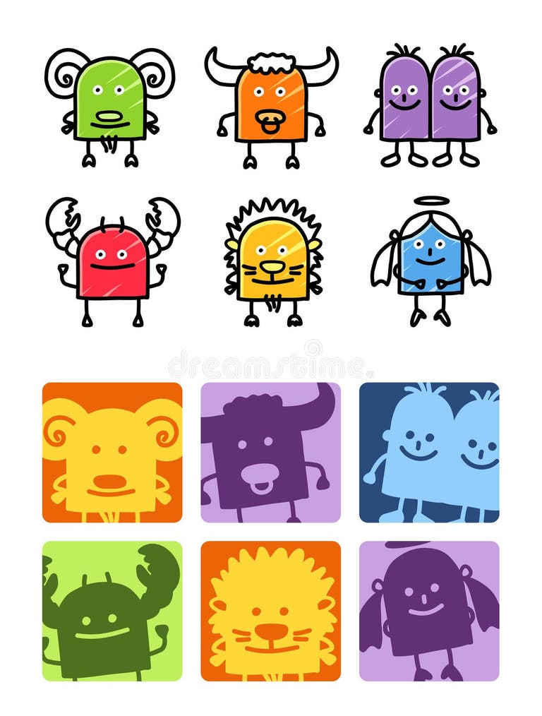 Zodiac Signs Cartoon Characters Stock Illustrations – 587 Zodiac Signs ...