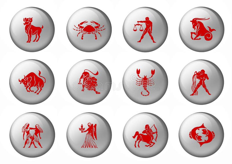 Glossy Buttons Zodiac Horoscope Signs Stock Vector - Illustration of ...