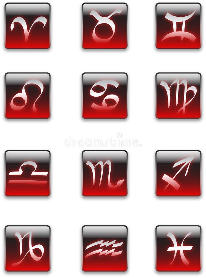 Red Zodiac Symbols Decorated Zodiac Constellations Stock Vector ...