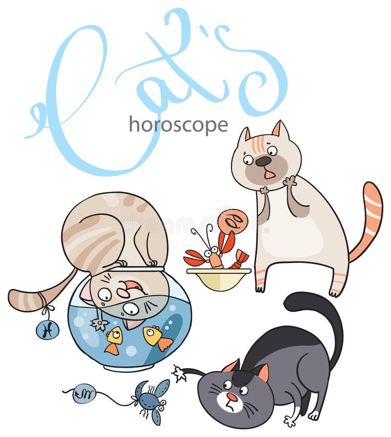 Zodiac Signs in Cats: the Element of Water Stock Vector - Illustration ...