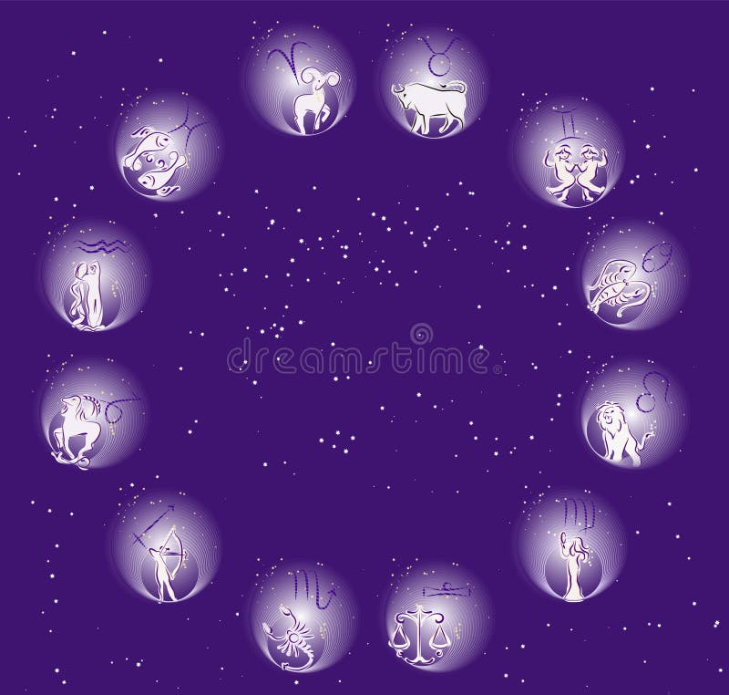 Zodiac signs in circle. stock vector. Illustration of libra - 18900144