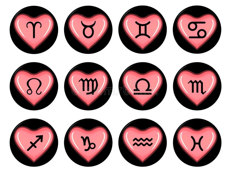 Zodiac signs heart stock illustration. Illustration of information ...