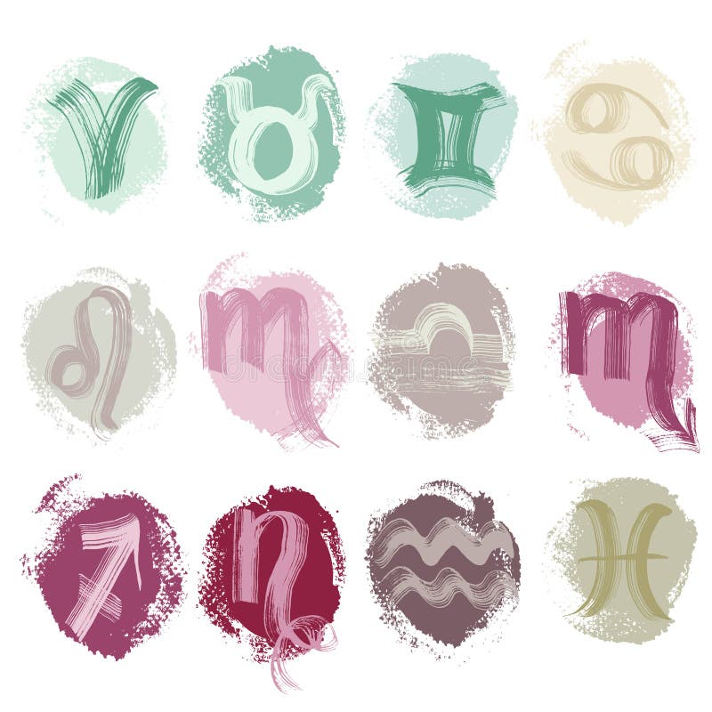 Zodiac Signs Painted with a Brush Stock Illustration - Illustration of ...