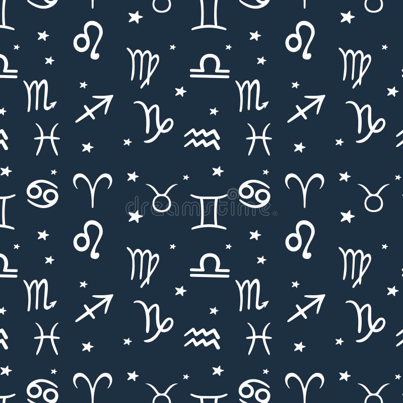 Zodiac Signs. Pattern with Zodiac Signs. Vector Doodle Style Design ...