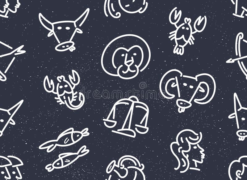 Zodiac Signs Seamless Pattern Stock Vector - Illustration of ...