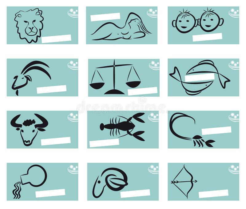 Zodiac Signs in a Simple Line Drawing Stock Vector - Illustration of ...