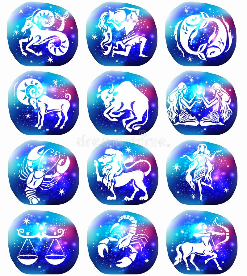 Zodiac Signs on Space Galaxy Background Stock Vector - Illustration of ...