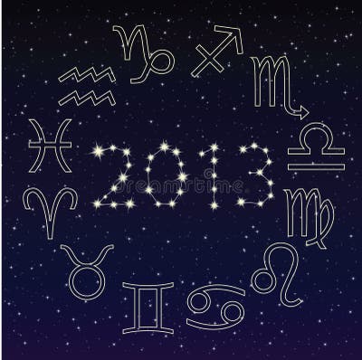 Zodiac Signs in the Starry Sky, 2013 Stock Vector - Illustration of ...