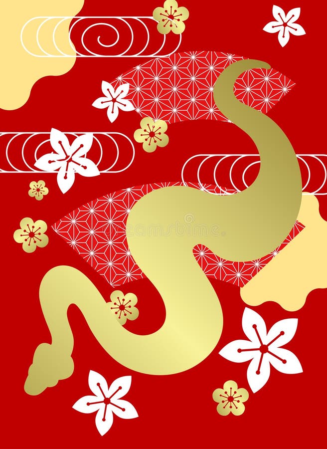 Zodiac Snake New Year 2025 Traditional Greeting Card Stock Vector ...