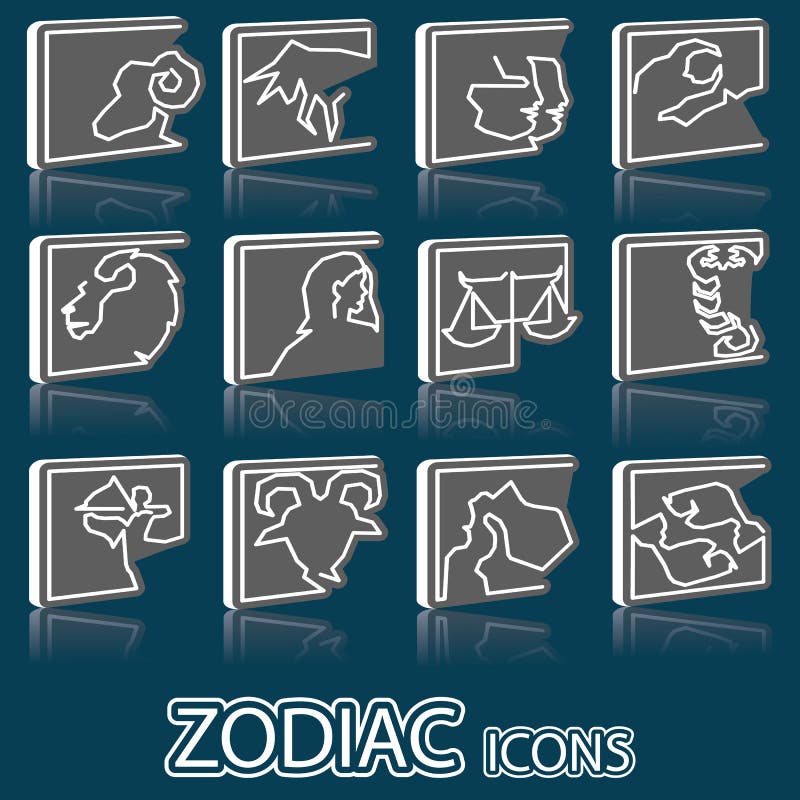 Zodiac on square icons. stock vector. Illustration of icon - 81955390