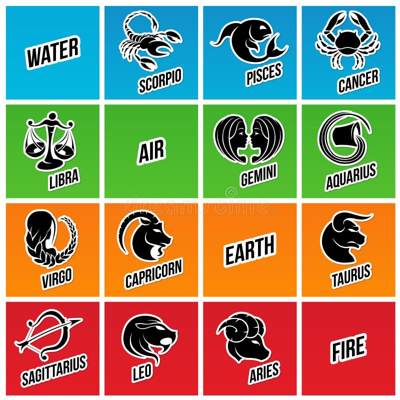 Zodiac Star Signs Sticker Designs Stock Vector - Illustration of bucket ...