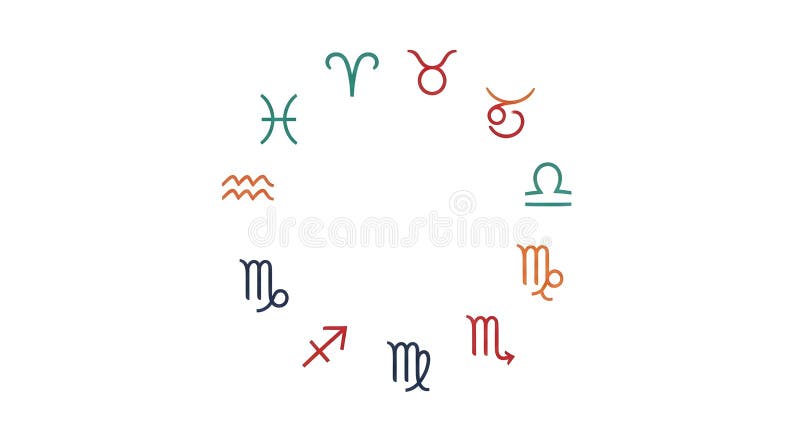 Zodiac Symbols Arranged in Circular Format Showcasing Astrological ...