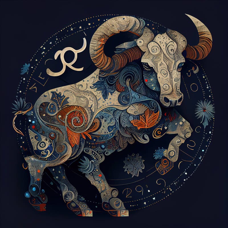 Zodiac Taurus Horoscope Illustration Night Sky Stock Image - Image of ...