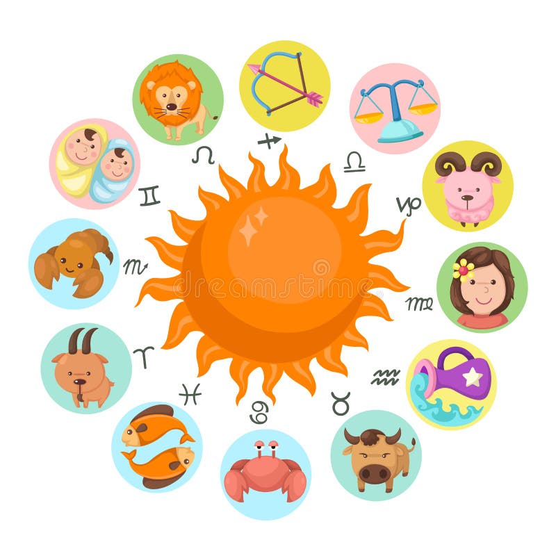 Astrology Horoscope Zodiac Star Signs Icon Set Stock Vector