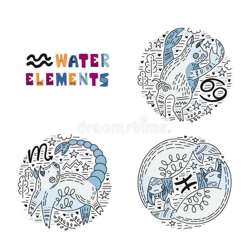 Zodiac Water Circle Stock Illustration Illustration Of Pisces 6429722