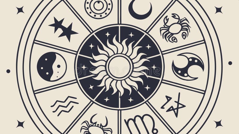 Zodiac Wheel Astrology, Horoscope Signs and Celestial Chart Vector ...