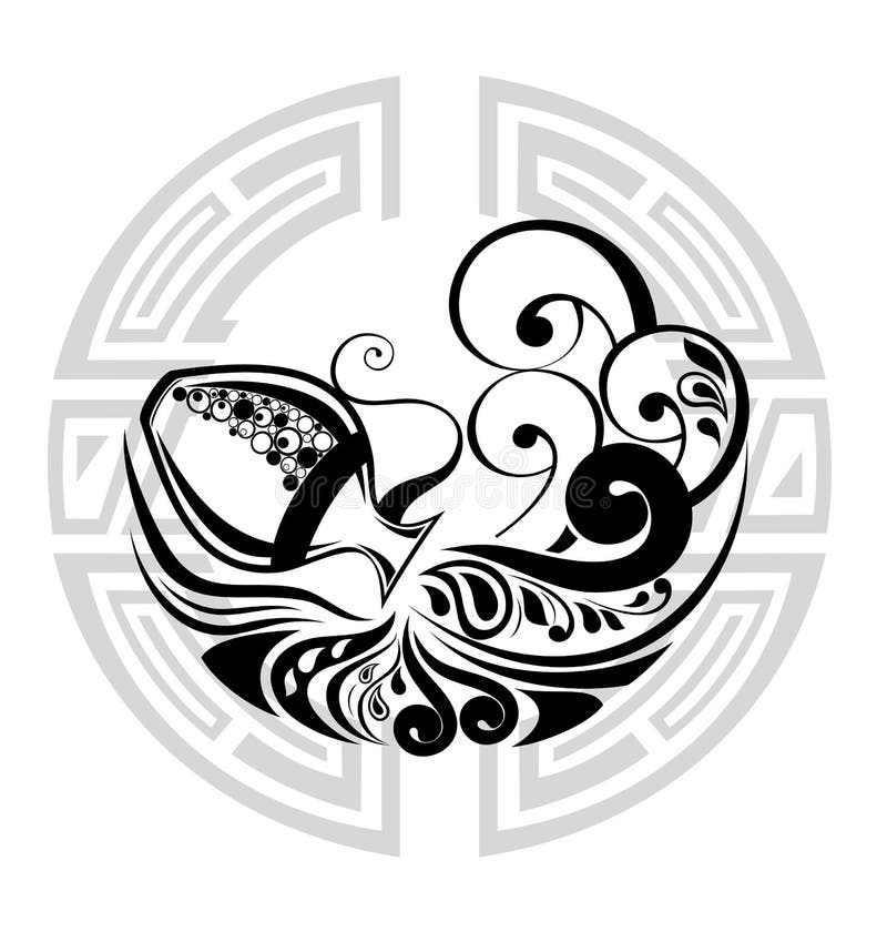 Zodiac Whell with Sign of Aries. Tattoo Design. Stock Vector ...
