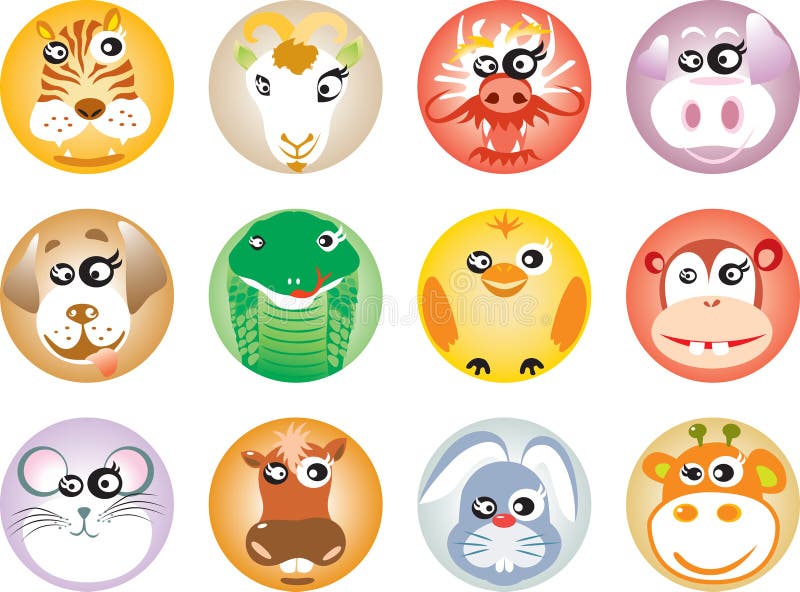 Les 12 Signes Du Zodiaque Chinois Illustration de Vecteur ...
