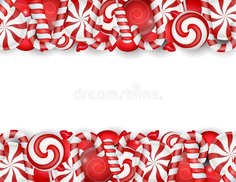 Zoete Banner Met Wit En Rood Suikergoed Vector Illustratie ...