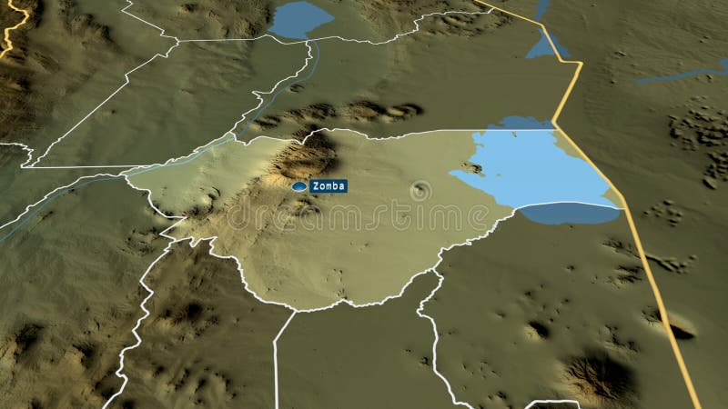 Zomba, Malawi - Highlighted with Capital. Physical Stock Illustration ...