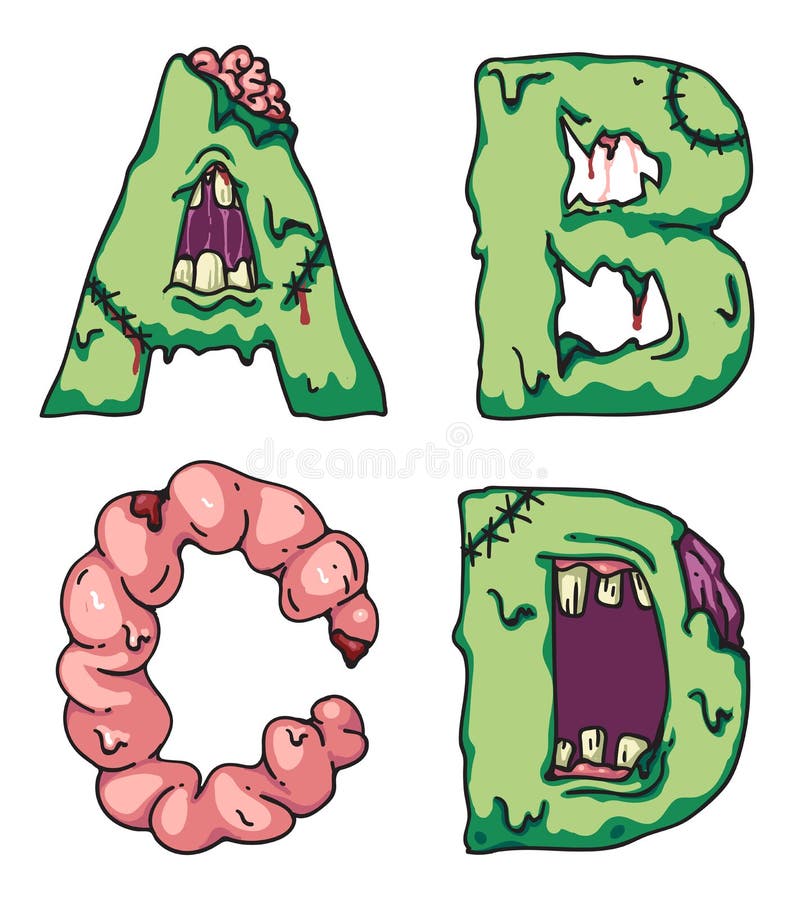 Zombie Alphabet Letters. Creepy Design for Prints. Stock Vector ...