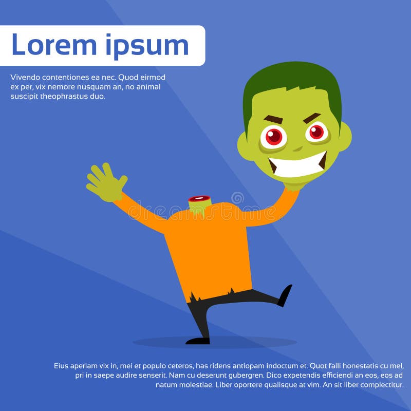 Zombie Boy Scary Cartoon Character Smile Flat Stock Vector ...