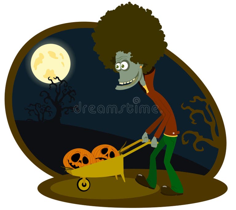 The zombie with the cart stock vector. Illustration of face - 16006810