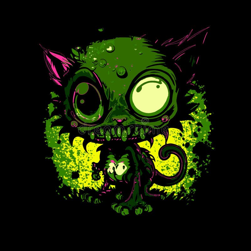 A Zombie Cat Illustration stock vector. Illustration of spooky - 272757150